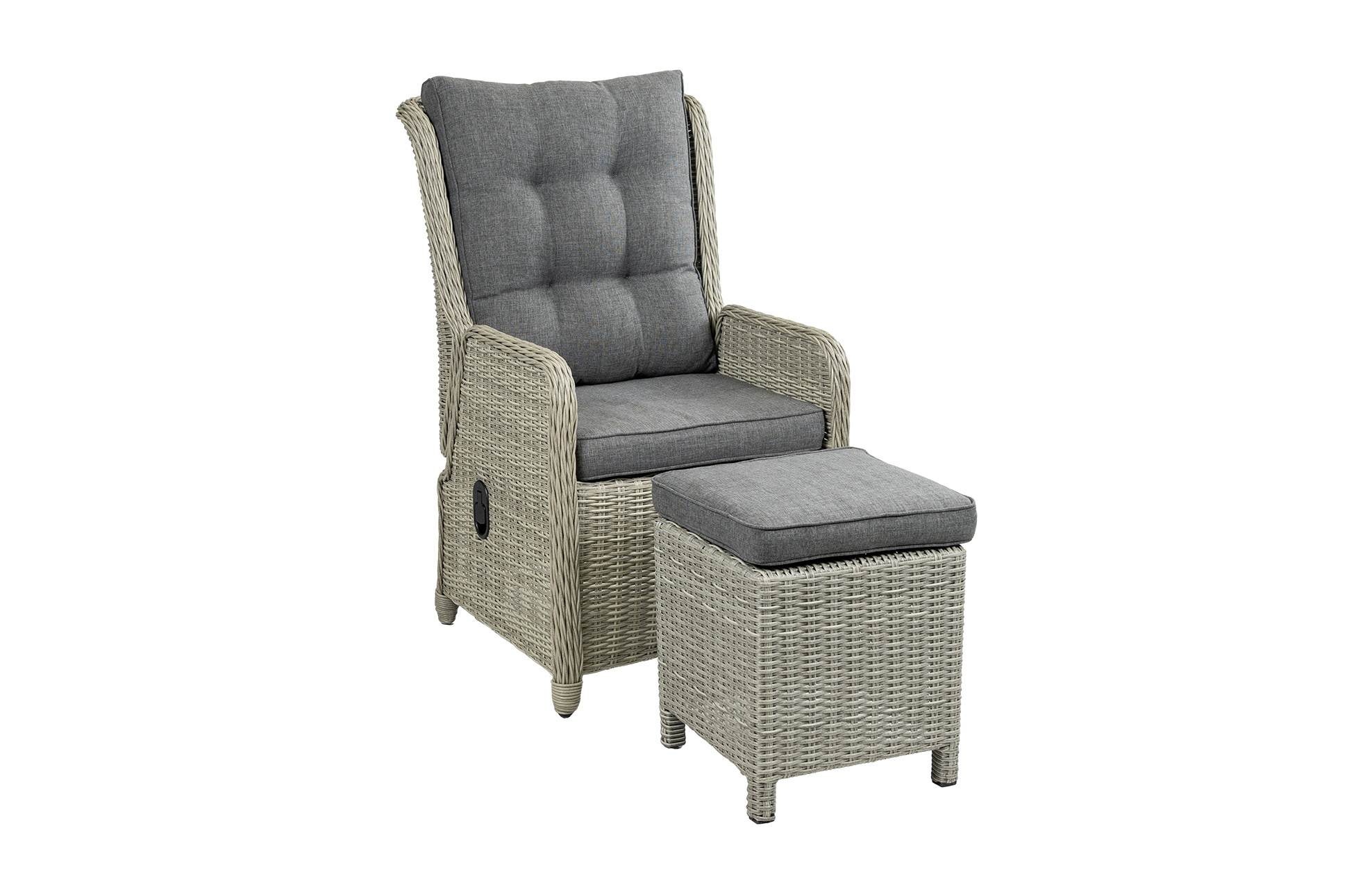 Dublin tuinstoel verstelbaar | Mystic Grey + Hocker 40x40 | Mystic Grey